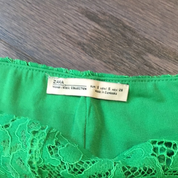 Zara | Shorts | Zara Green Lace Shorts | Poshmark